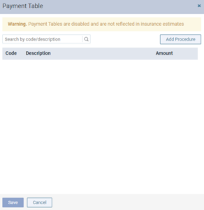 Insurance Payment Tables